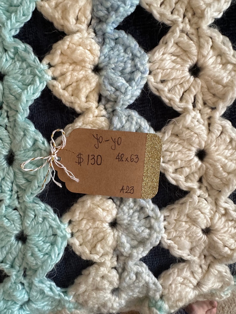 NEW Handmade Crochet “YO-YO” Afghan/couch Throw Different Colors and ...