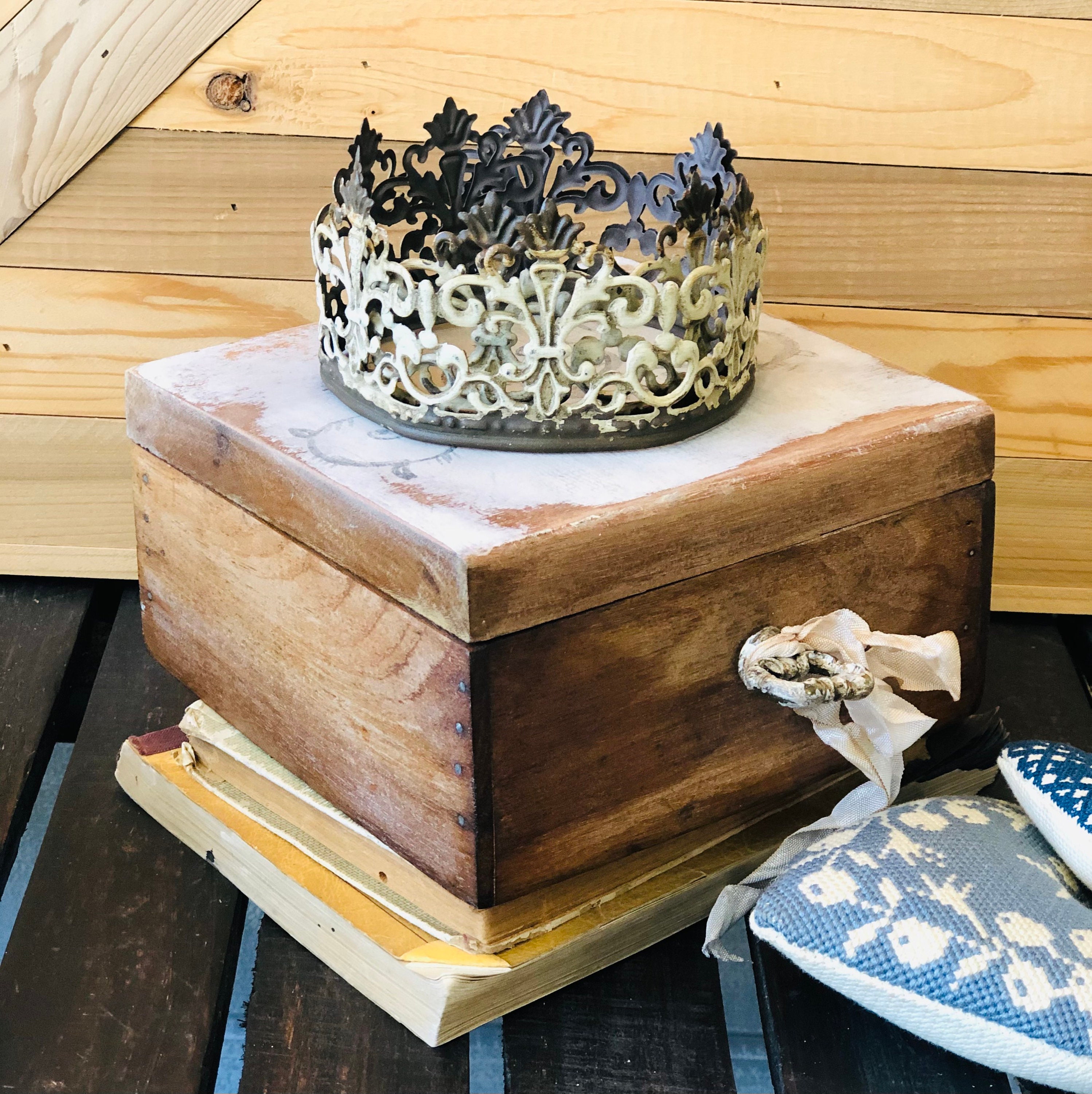 Farmhouse Whimsical Vintage Upcycled Wooden Box, Shabby Chic Desk ...