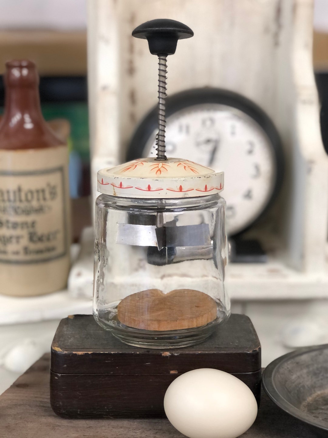 Antique Kitchen Chopper Vintage Glass Jar Chopper Old - Etsy
