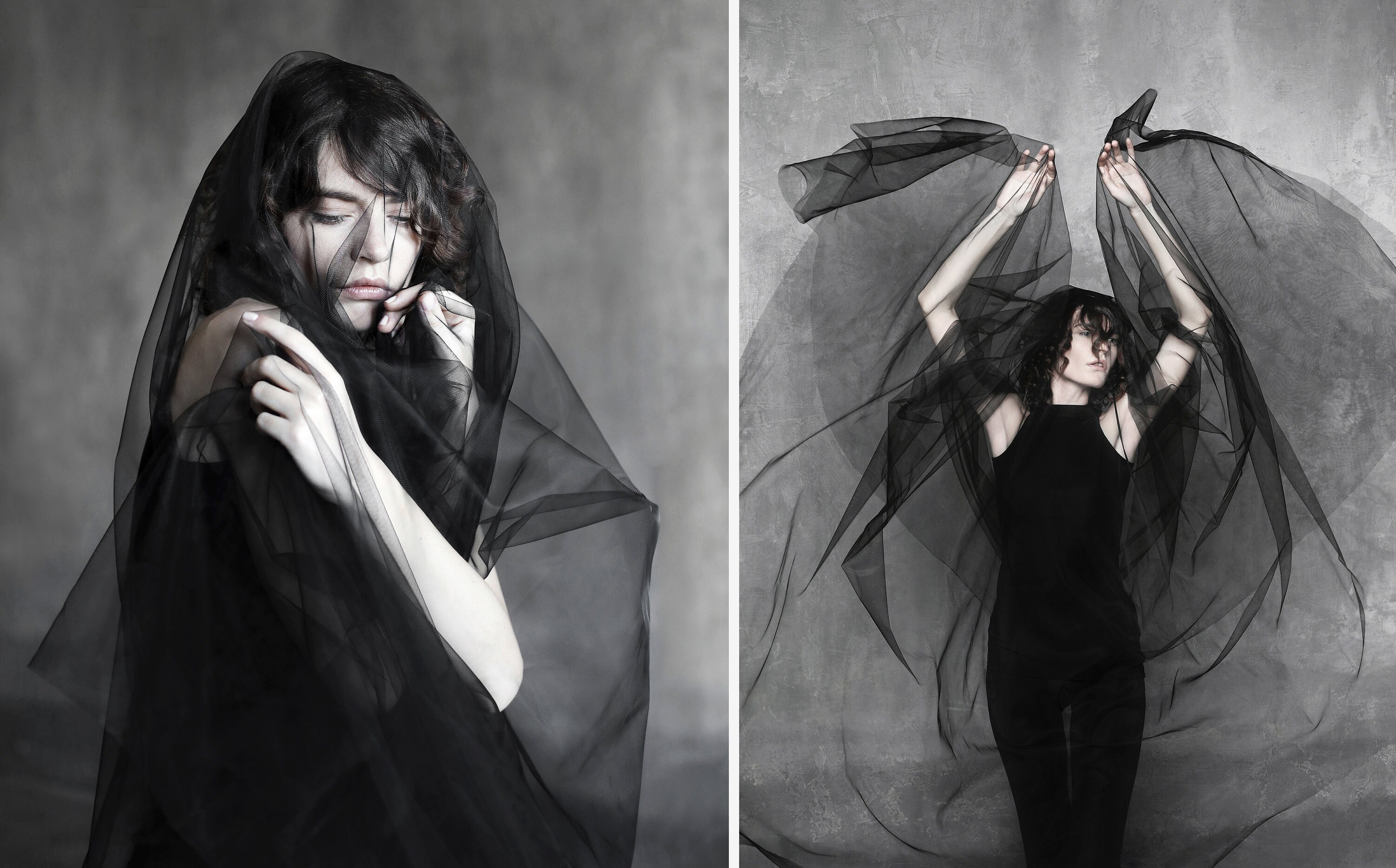 Vampire wedding black sheer long veil / funeral veil / see | Etsy