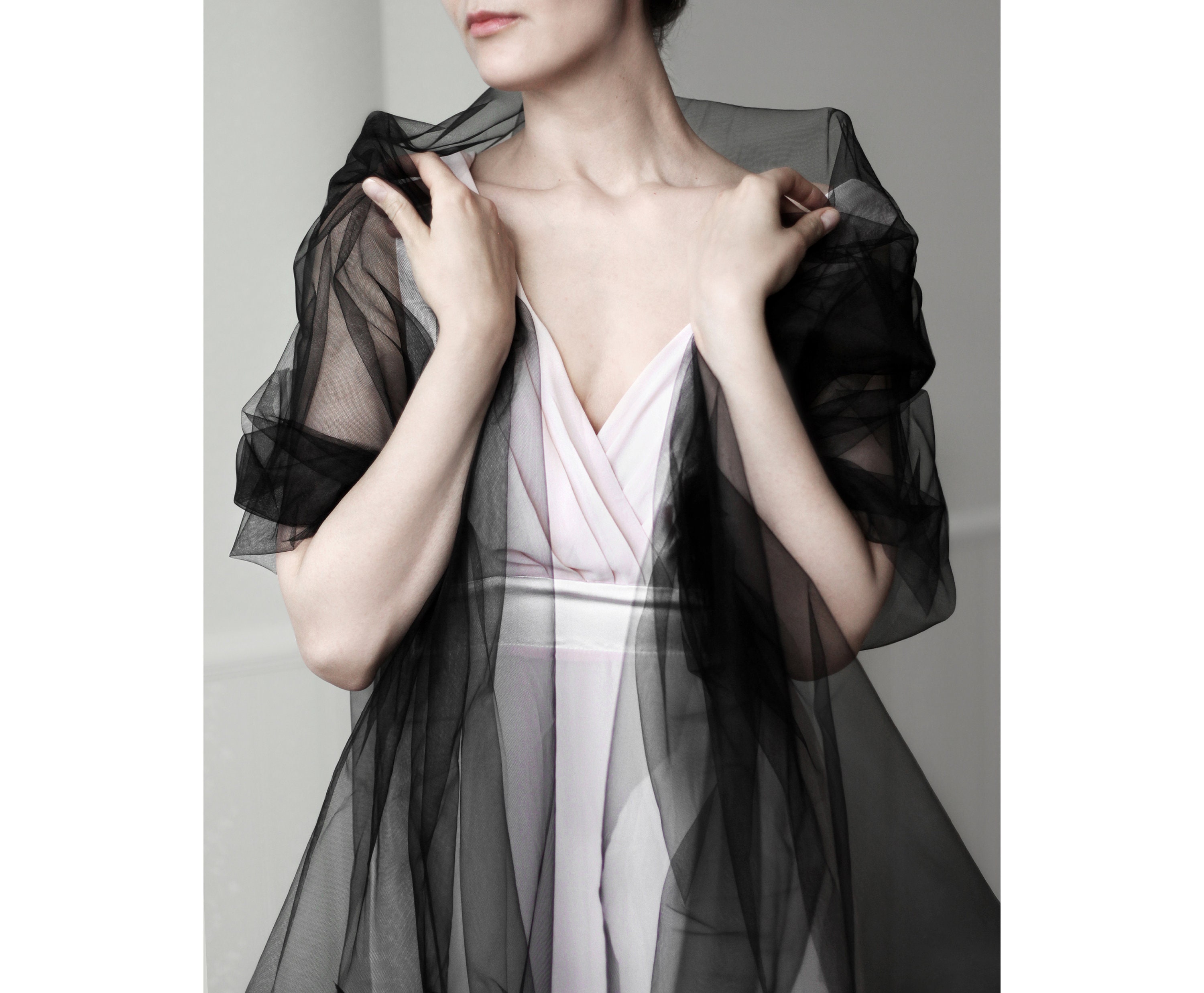 Black Wedding Soft Tulle Shoulder Wrap / Sheer Dress Cover up - Etsy