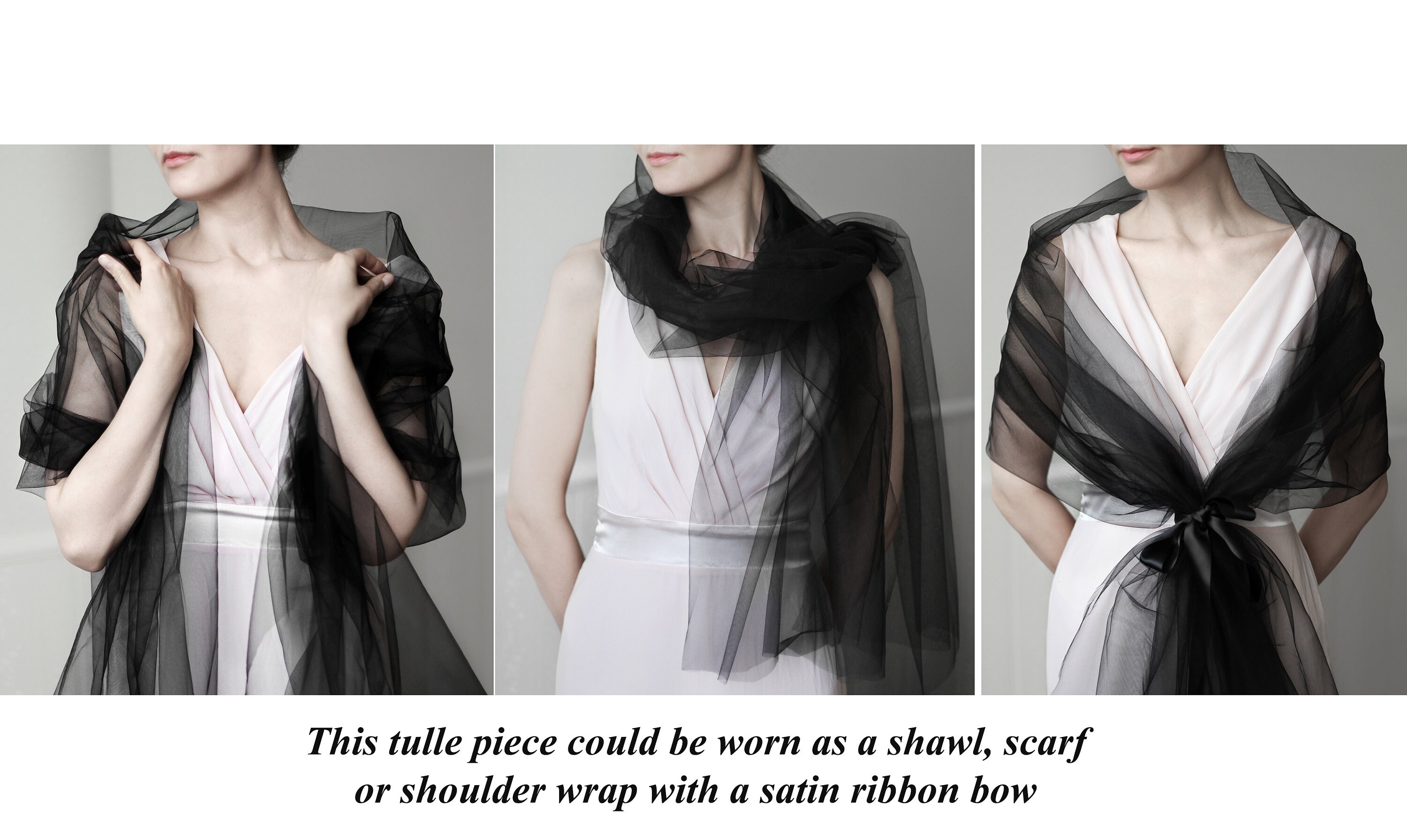 Black Wedding Soft Tulle Shoulder Wrap / Sheer Dress Cover up - Etsy