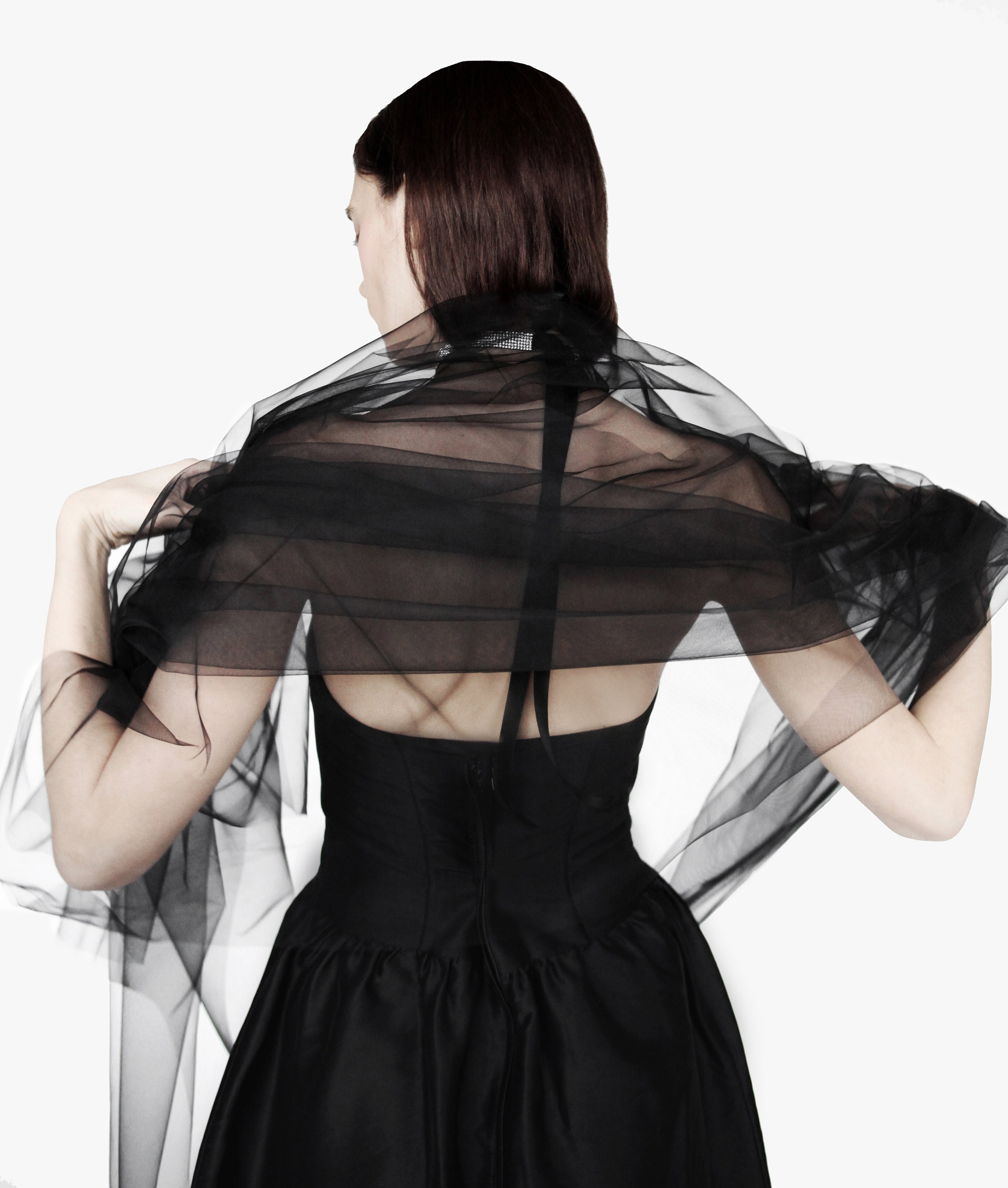 Black Wedding Soft Tulle Shoulder Wrap / Sheer Dress Cover up - Etsy UK