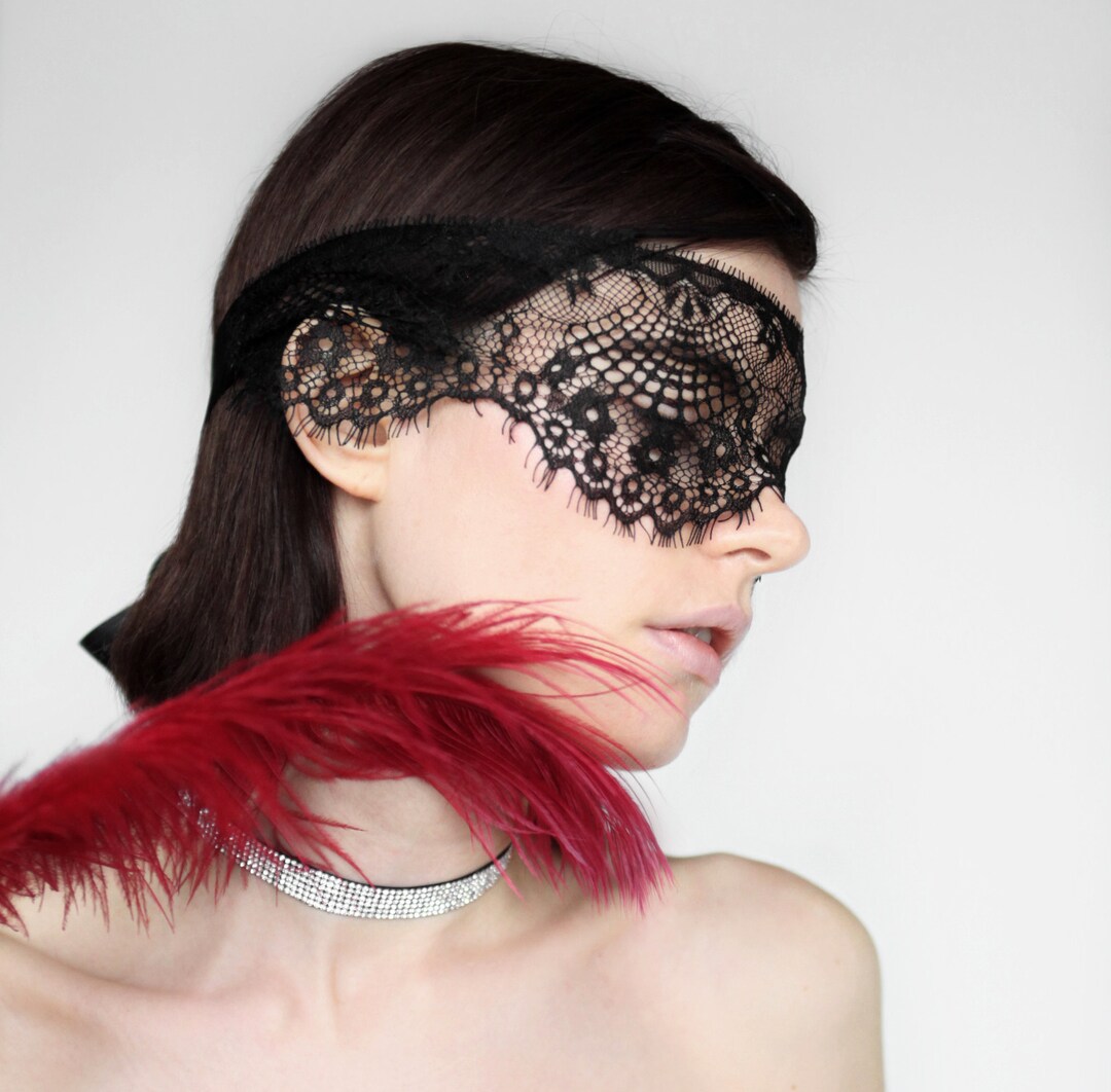 Black Sexy French Lace Eye Mask / Black Lace Blindfold / Lace - Etsy
