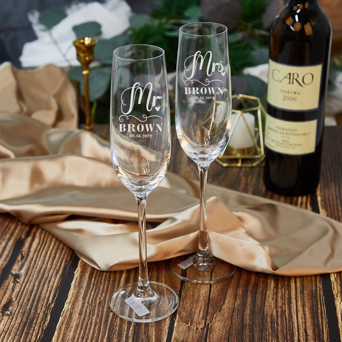 Personalized Champagne Glasses Wedding Toasting Etsy 1441