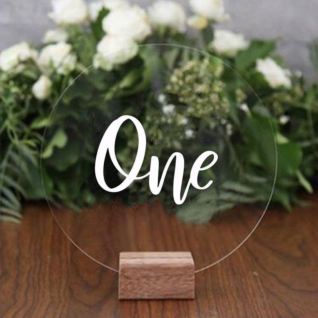 Round Wedding Table Numbers Acrylic Table Sign Clear Table - Etsy
