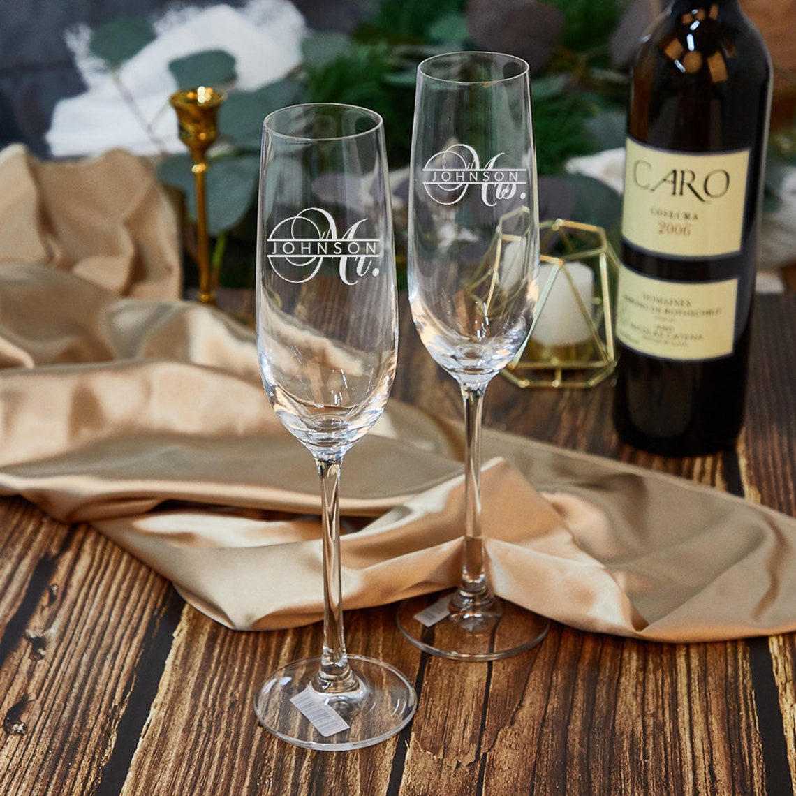 Personalized Champagne Glasses Wedding Toasting Etsy