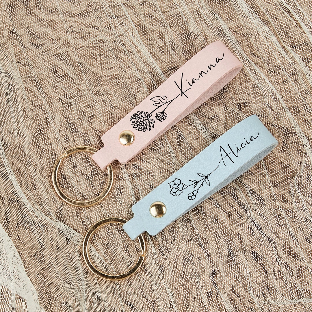 Personalized Birth Flower Keychain With Name,keychain for Woman ...