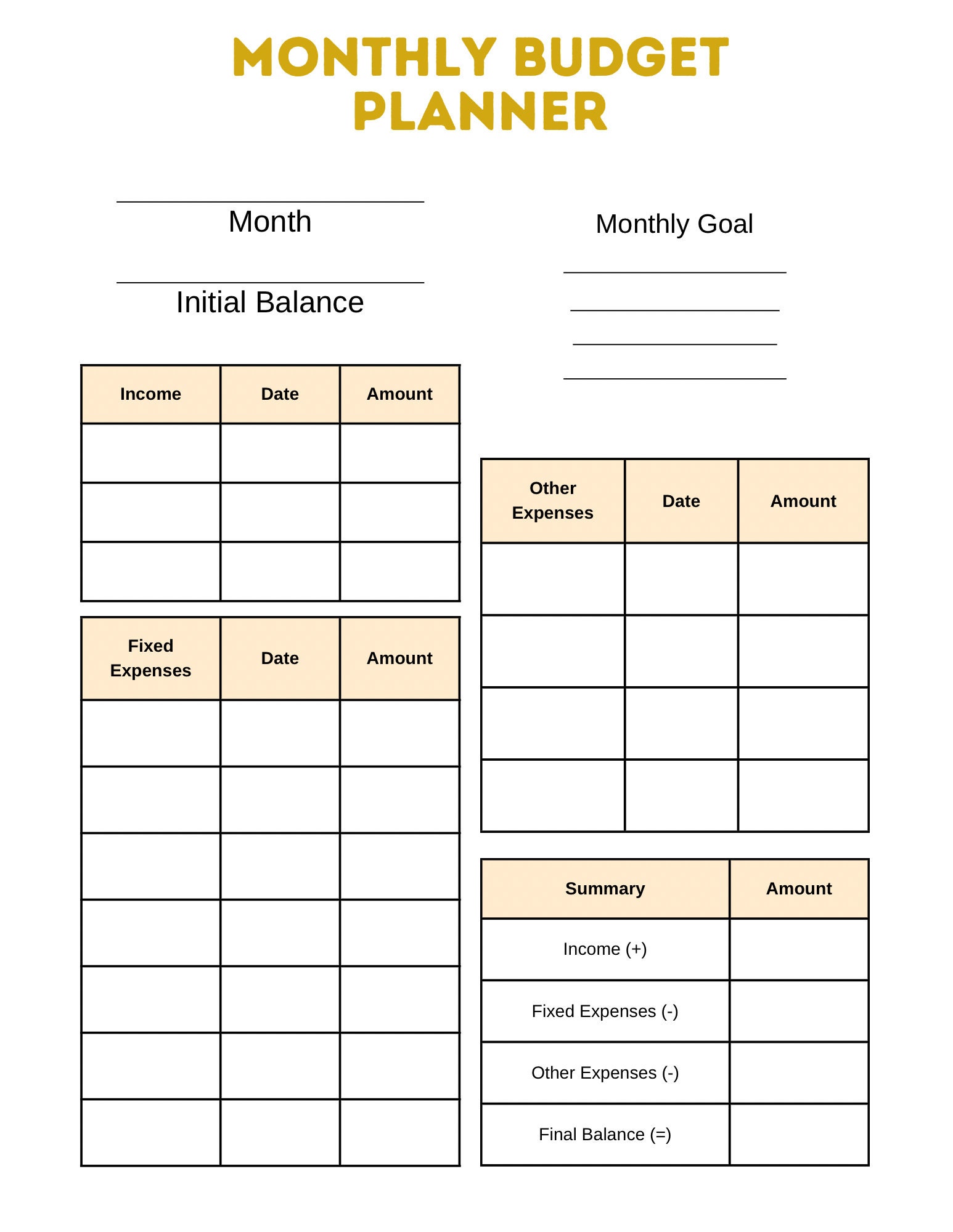 INSTANT DOWNLOAD- Monthly Budget Planner - Etsy