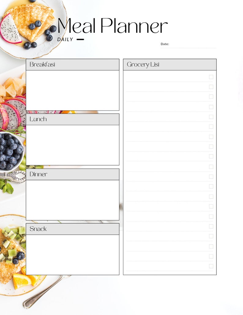 INSTANT DOWNLOAD Printable Daily & Weekly Meal Planner - Etsy