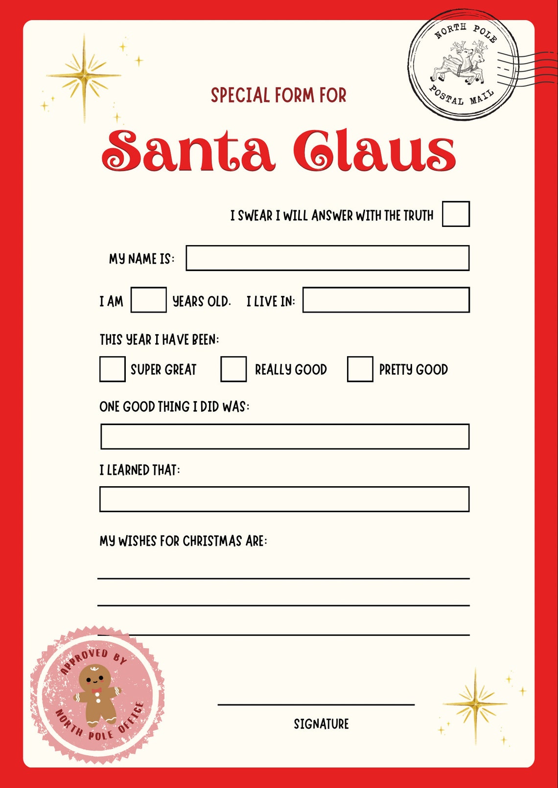 INSTANT DOWNLOAD Printable Letter to Santa, Letter From Santa for Kids ...