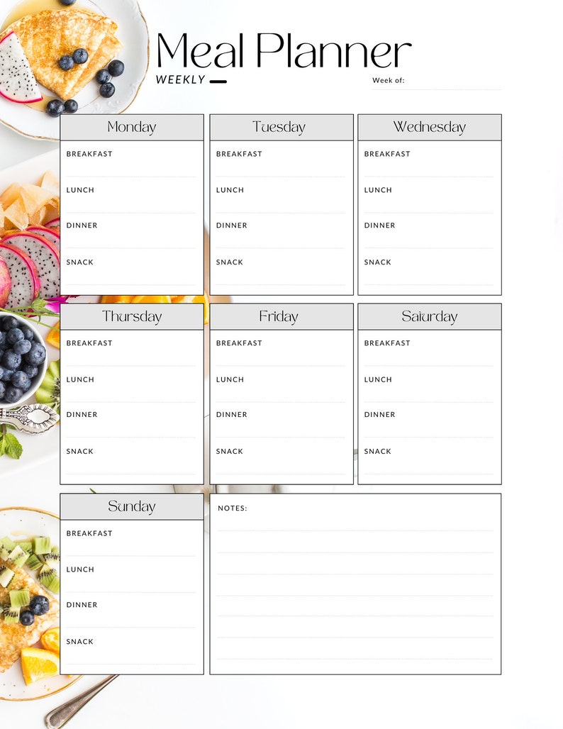 INSTANT DOWNLOAD Printable Daily & Weekly Meal Planner - Etsy