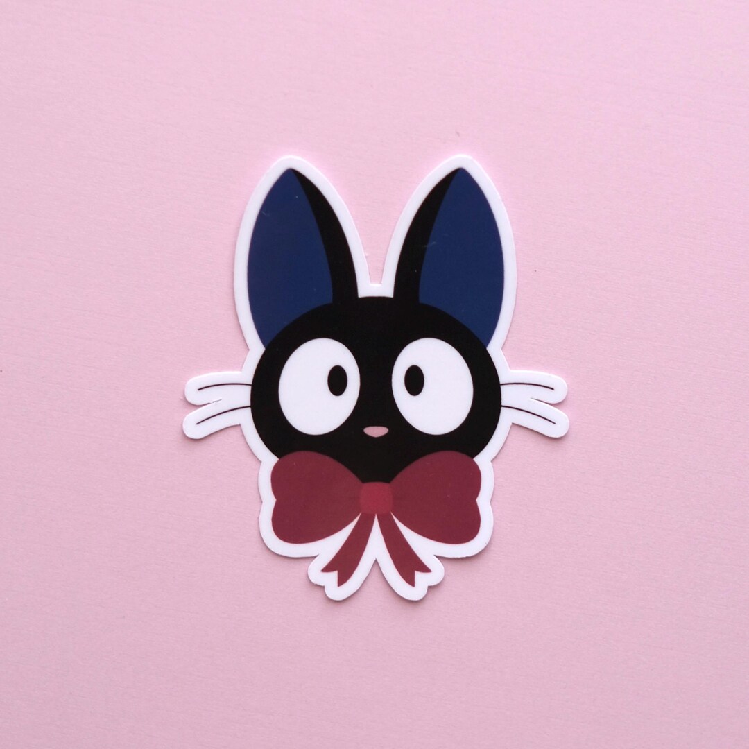 Jiji Cat Sticker | Kiki's Delivery Service, Red Bow, Ghibli Inspired ...
