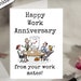 4x6, Work ANNIVERSARY Card, PRINTABLE, Happy Work Anniversary, Funny ...