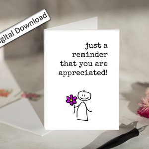 4x6 Coworker Appreciation Printable Card, Appreciated, Acknowledgement ...
