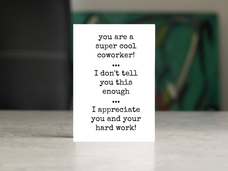 4x6 Coworker APPRECIATION Printable Card, Super Cool Coworker ...