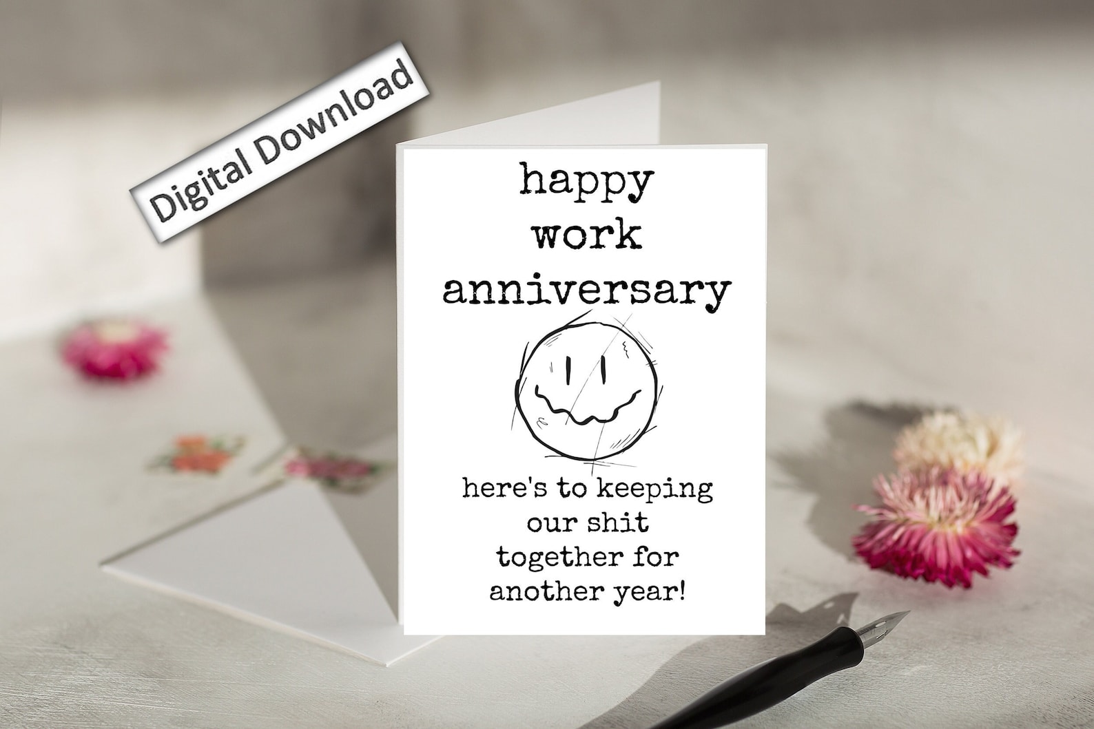 4x6, Work Anniversary Card, Download, Funny, Sarcastic, Job Anniversary ...