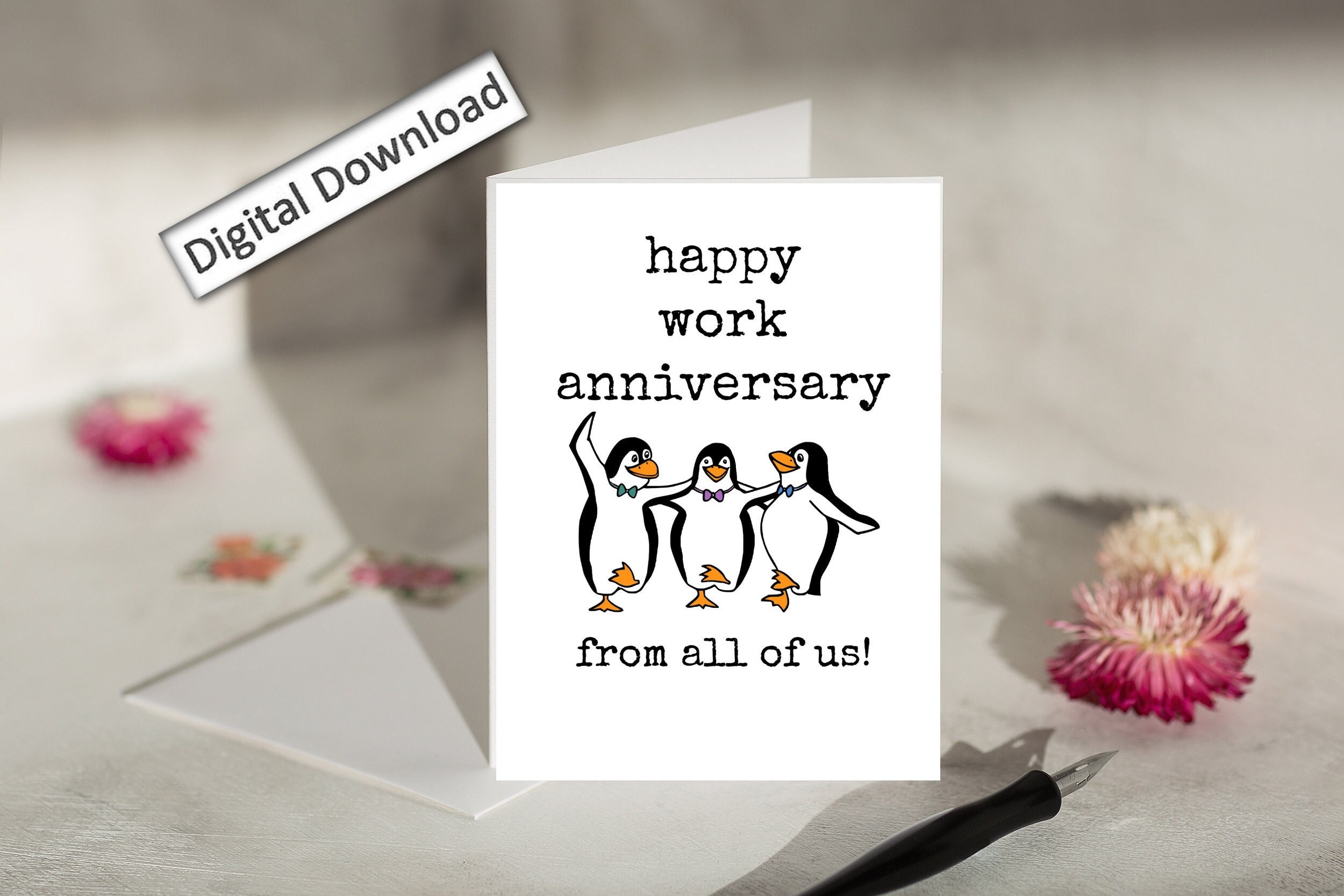 4x6, Work Anniversary Card, Download, Job Anniversary for Coworker ...