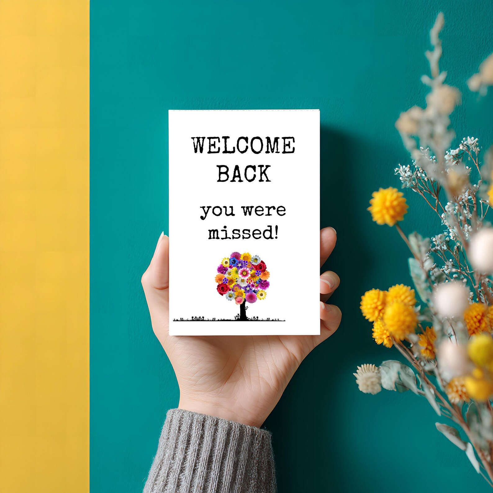 Welcome Back Card: Floral Tree Design (digital Download) - Etsy
