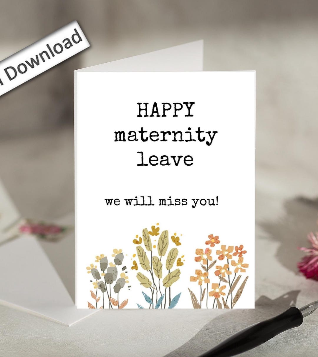 Happy Maternity Leave Card: Floral Design, Printable 4x6 (PDF) - Etsy