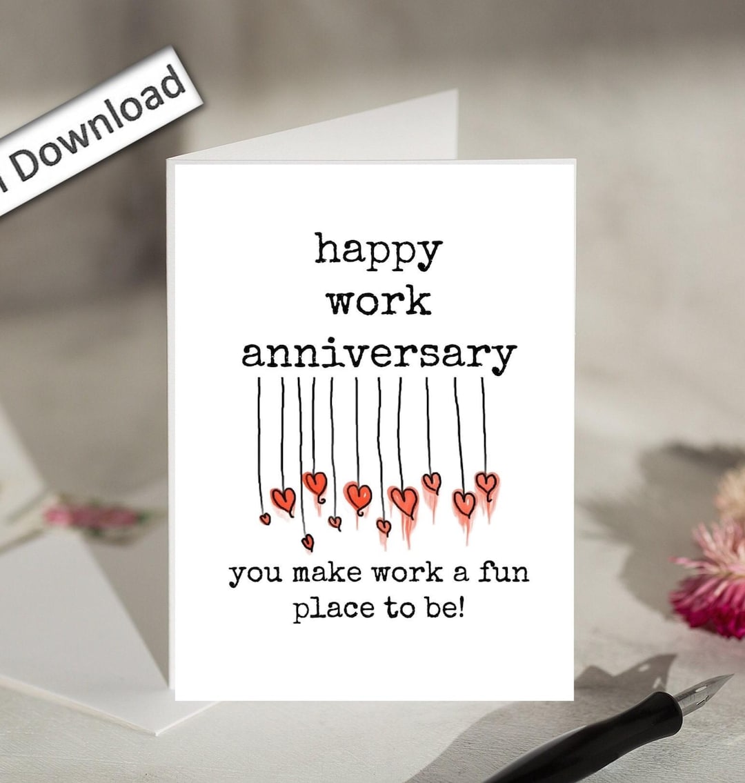 4x6, Work ANNIVERSARY Card, PRINTABLE, Job Anniversary for Coworker ...