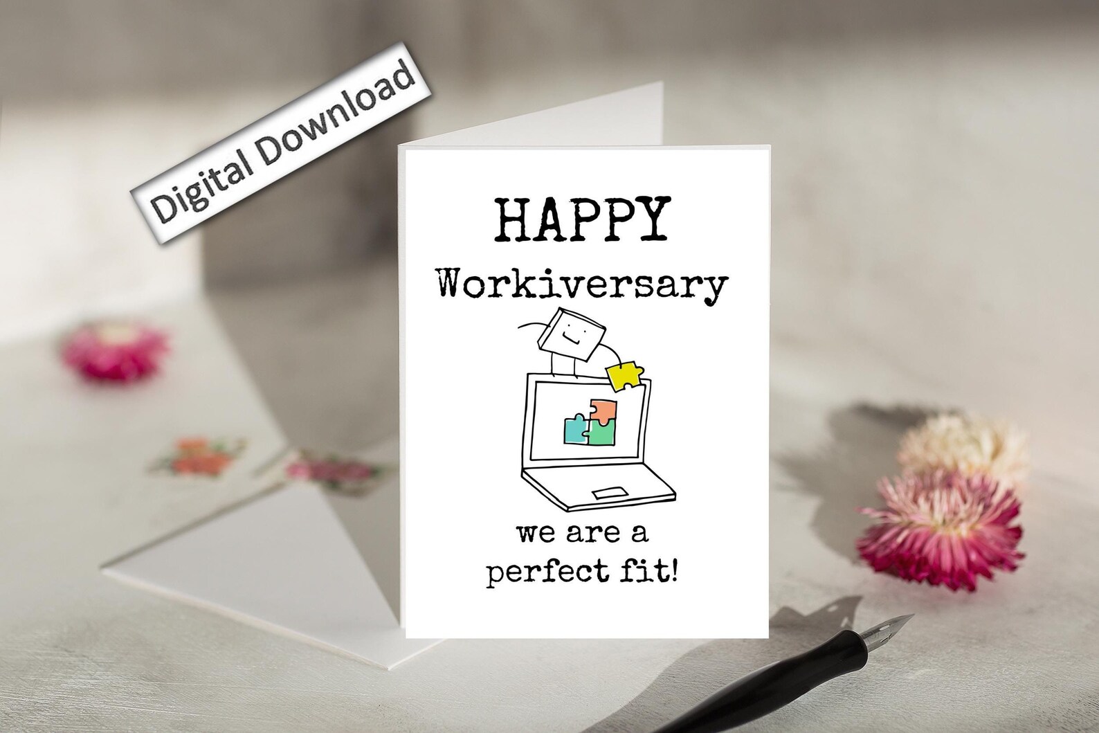 4x6, Work ANNIVERSARY Card, Printable, Happy Workiversary, Work Bestie ...