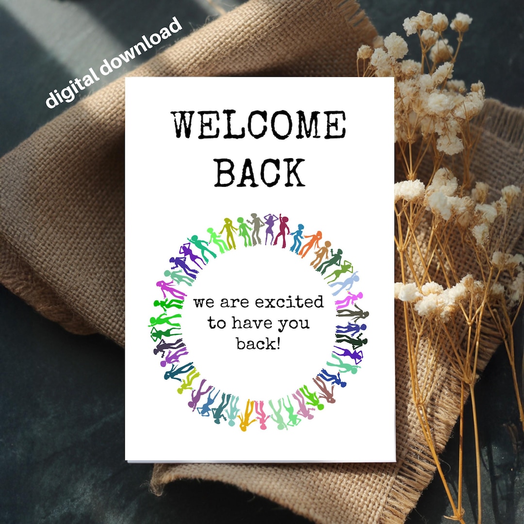 Welcome Back Card: Coworker, Boss, Employee (4x6 Digital Download ...