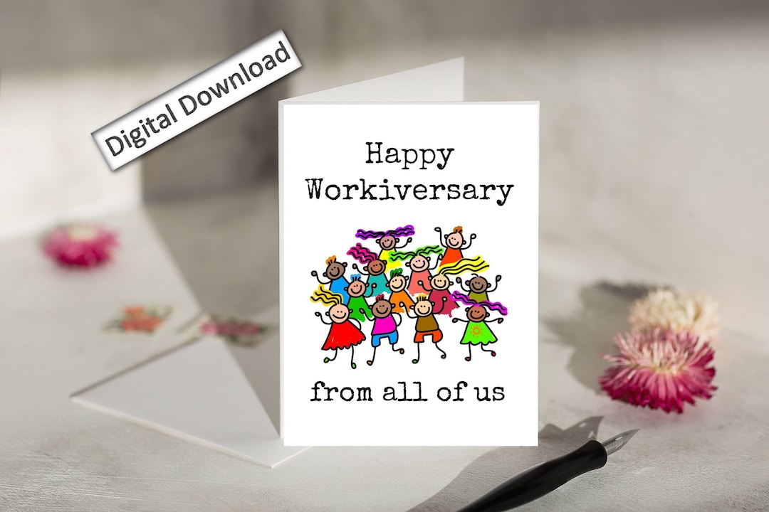 4x6, Work ANNIVERSARY Card, Printable, Happy Workiversary, Job ...