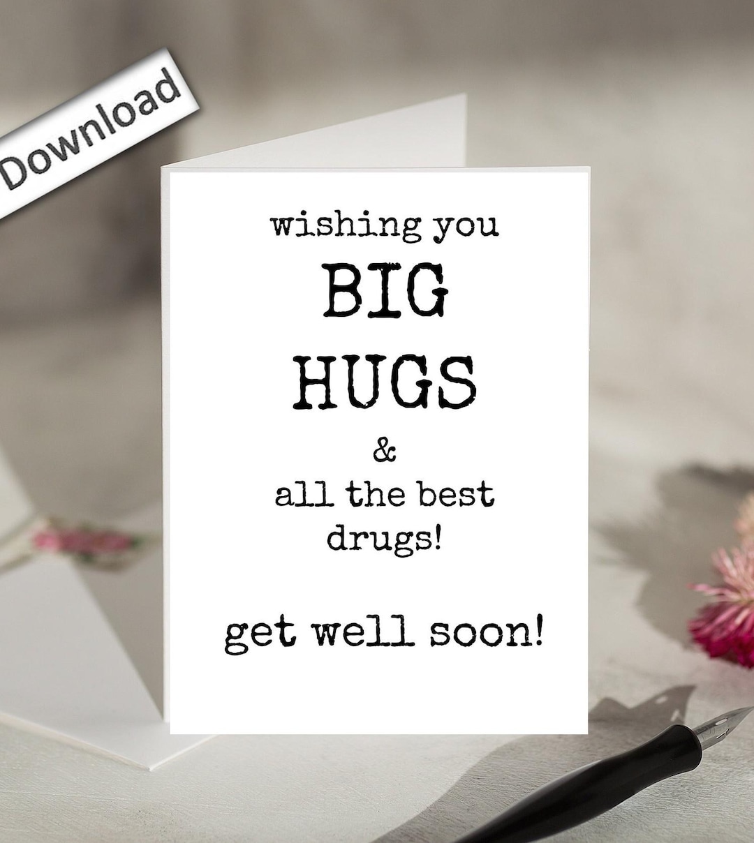 4x6, GET WELL Card PRINTABLE Funny Sarcastic Corny Quirky Get Well Soon ...