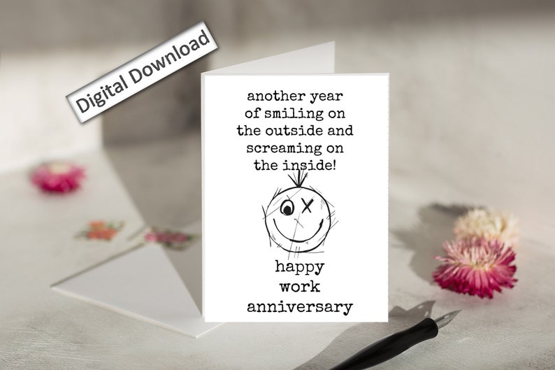 4x6, Work Anniversary Card, Download, Happy Work Anniversary, Funny ...