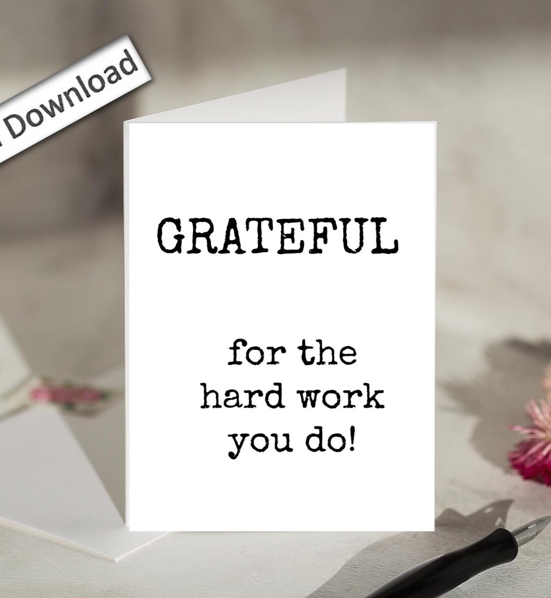 4x6 Coworker APPRECIATION, Card, PRINTABLE, Grateful for the Hard Work ...