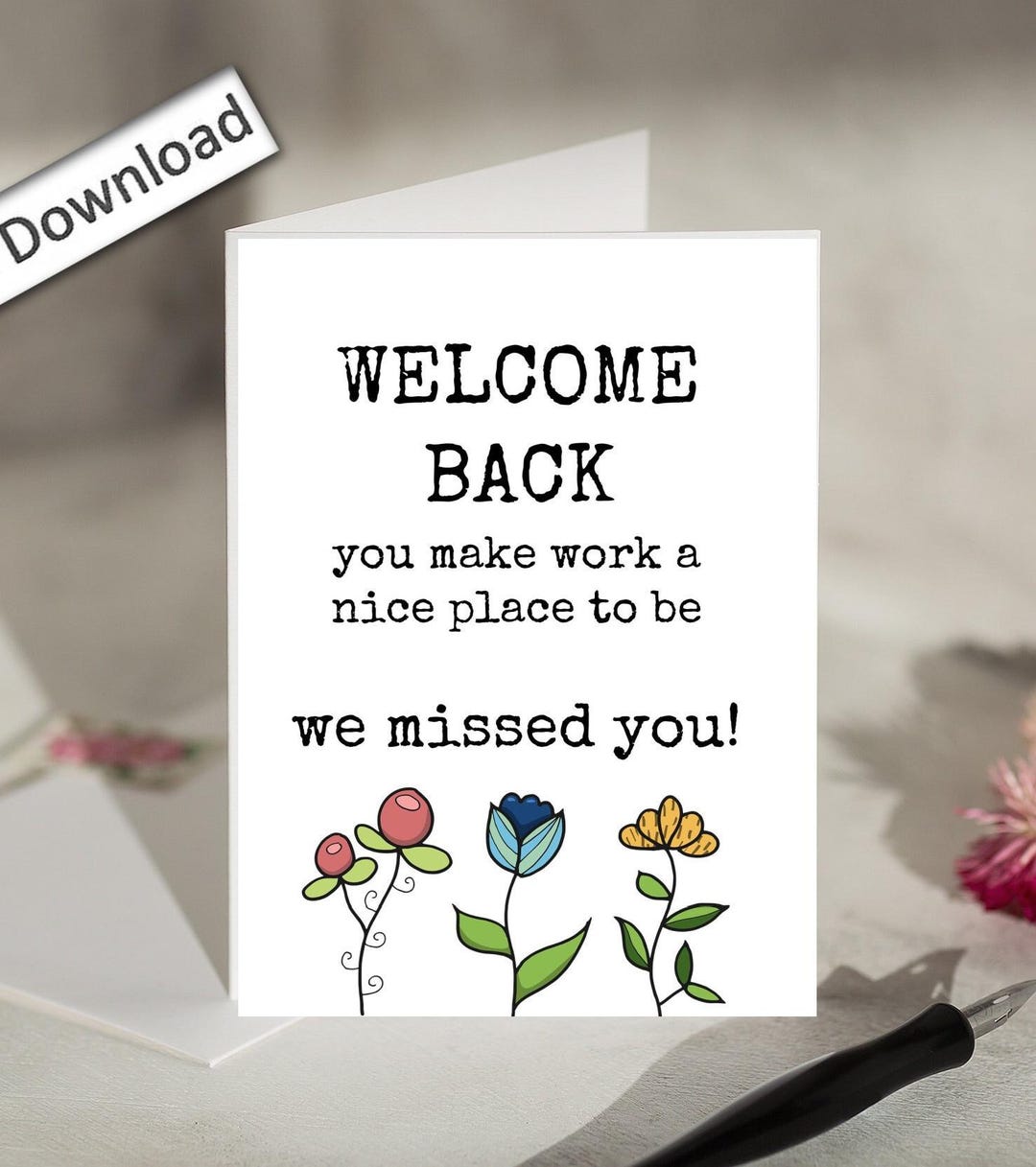 4x6, WELCOME BACK, Card, PRINTABLE, Coworker, Boss, School, Work Bestie ...