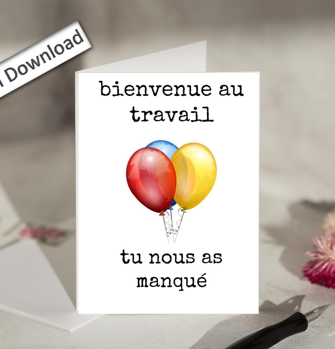 Bienvenue Au Travail Card: French Welcome Back to Work (digital ...