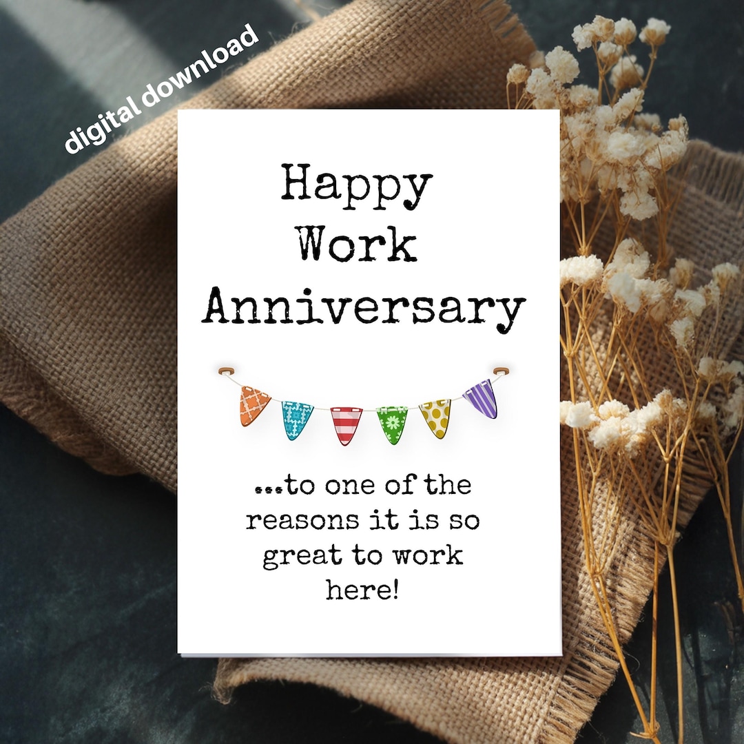 Funny Work Anniversary Card for Coworker (digital Download) - Etsy