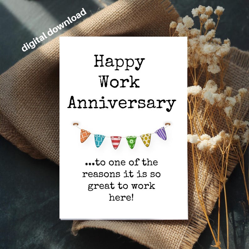 Funny Work Anniversary Card for Coworker (digital Download) - Etsy