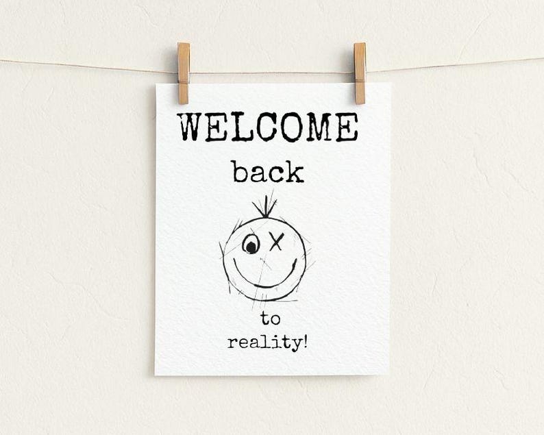 8x10 Welcome Back Sign: to Reality, Funny (printable) - Etsy