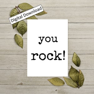 Coworker Appreciation Card: You Rock (4x6 Printable) - Etsy
