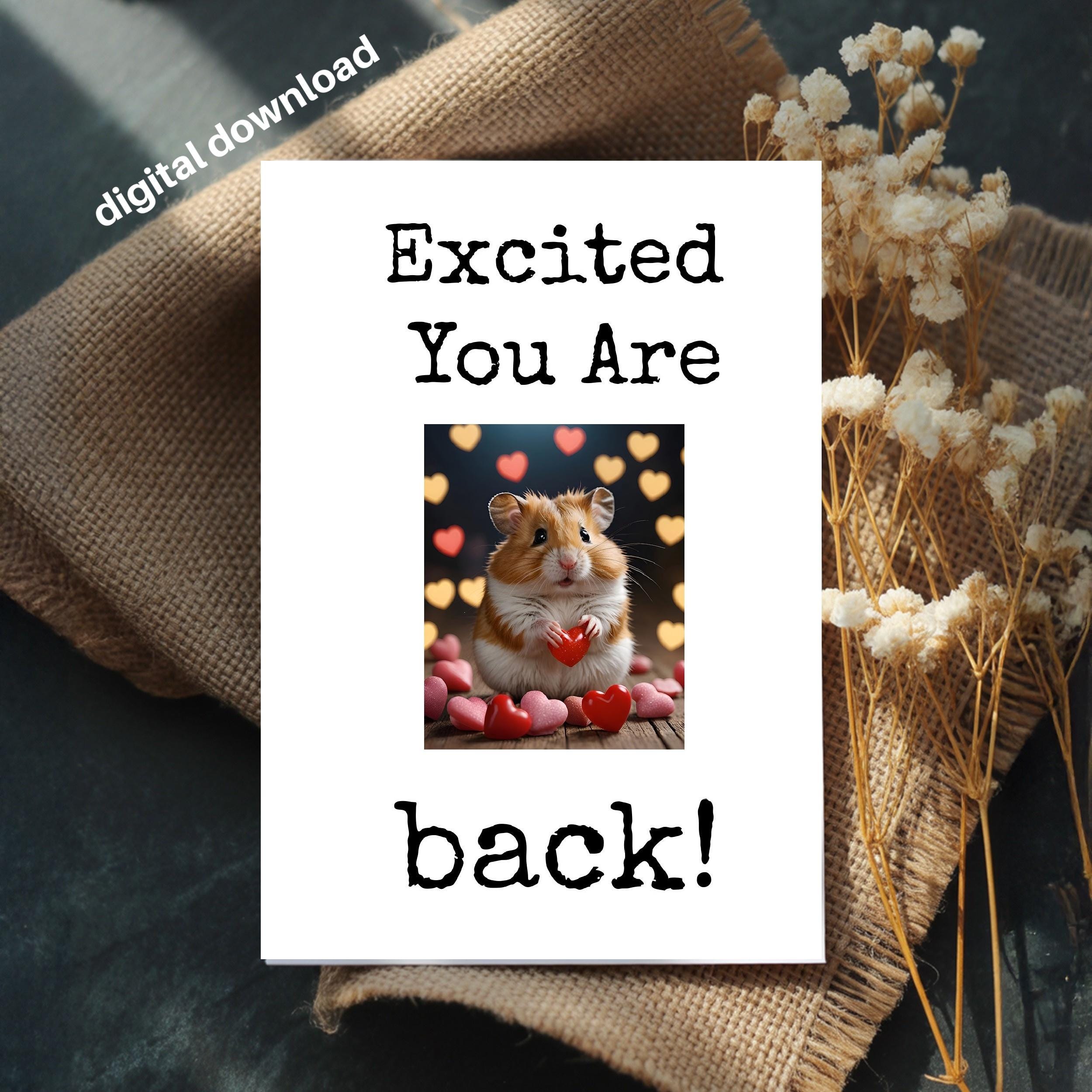 Welcome Back Card: Hamster With Hearts, 4x6 Printable (digital Download ...