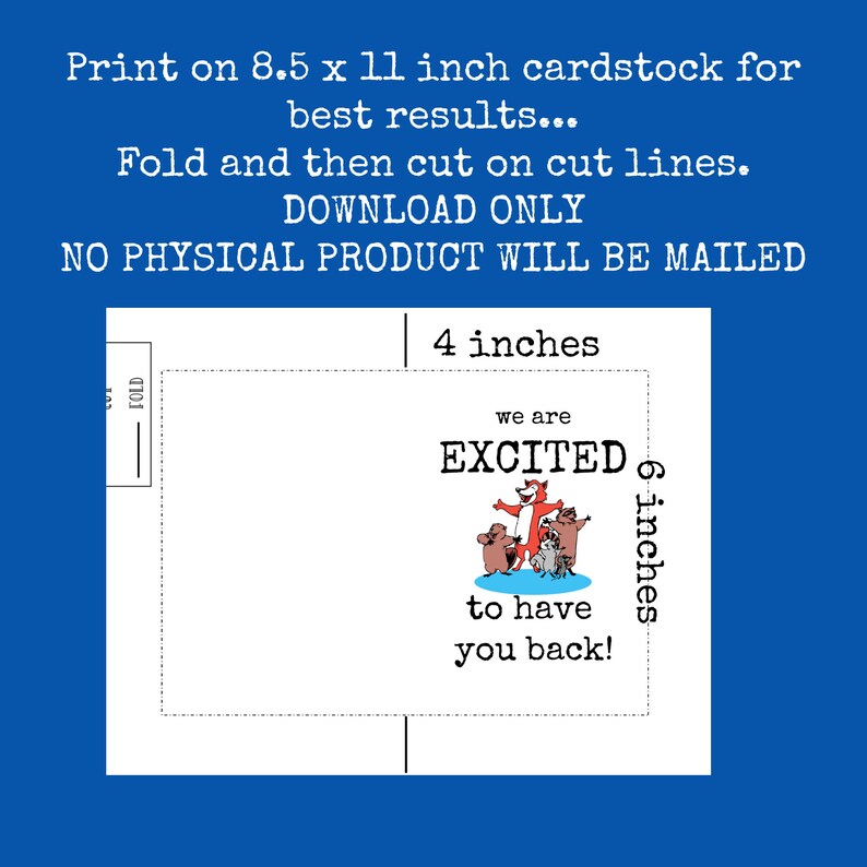 Welcome Back Card: Coworker, Boss, Employee (4x6 Printable Digital ...