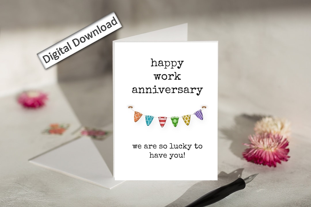 4x6, Work Anniversary Card, Download, Job Anniversary for Coworker, Employee, Boss, Team ...