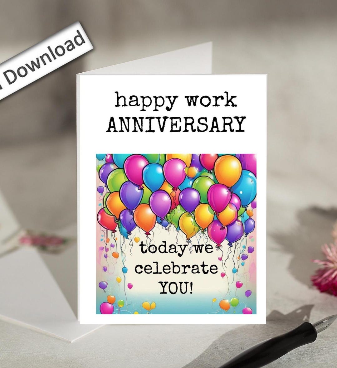 4x6, Work ANNIVERSARY Card, PRINTABLE, Happy Work Anniversary, Today We ...