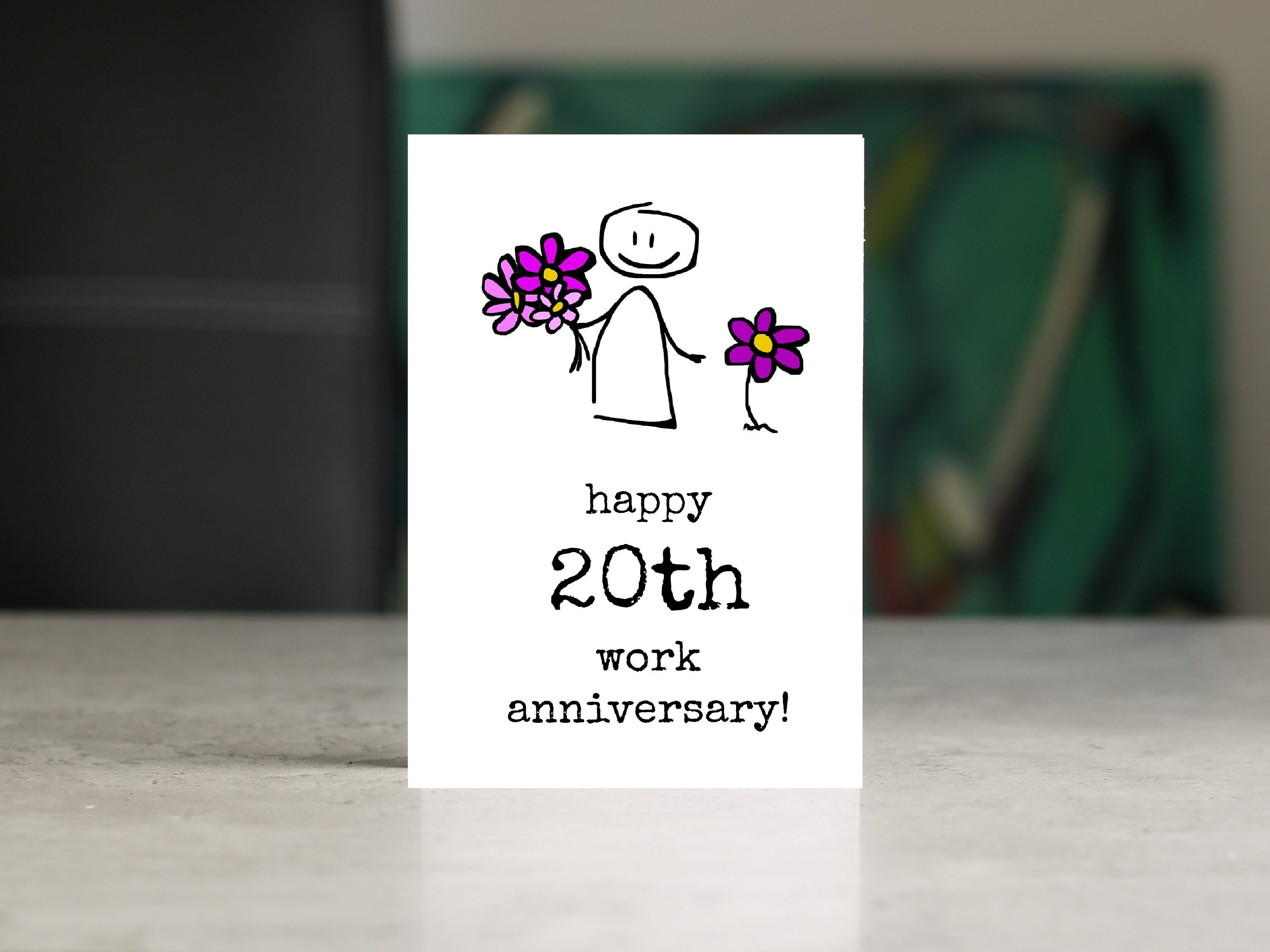 4x6, Work Anniversary Card, Download, Happy 20TH Work Anniversary, Cute ...