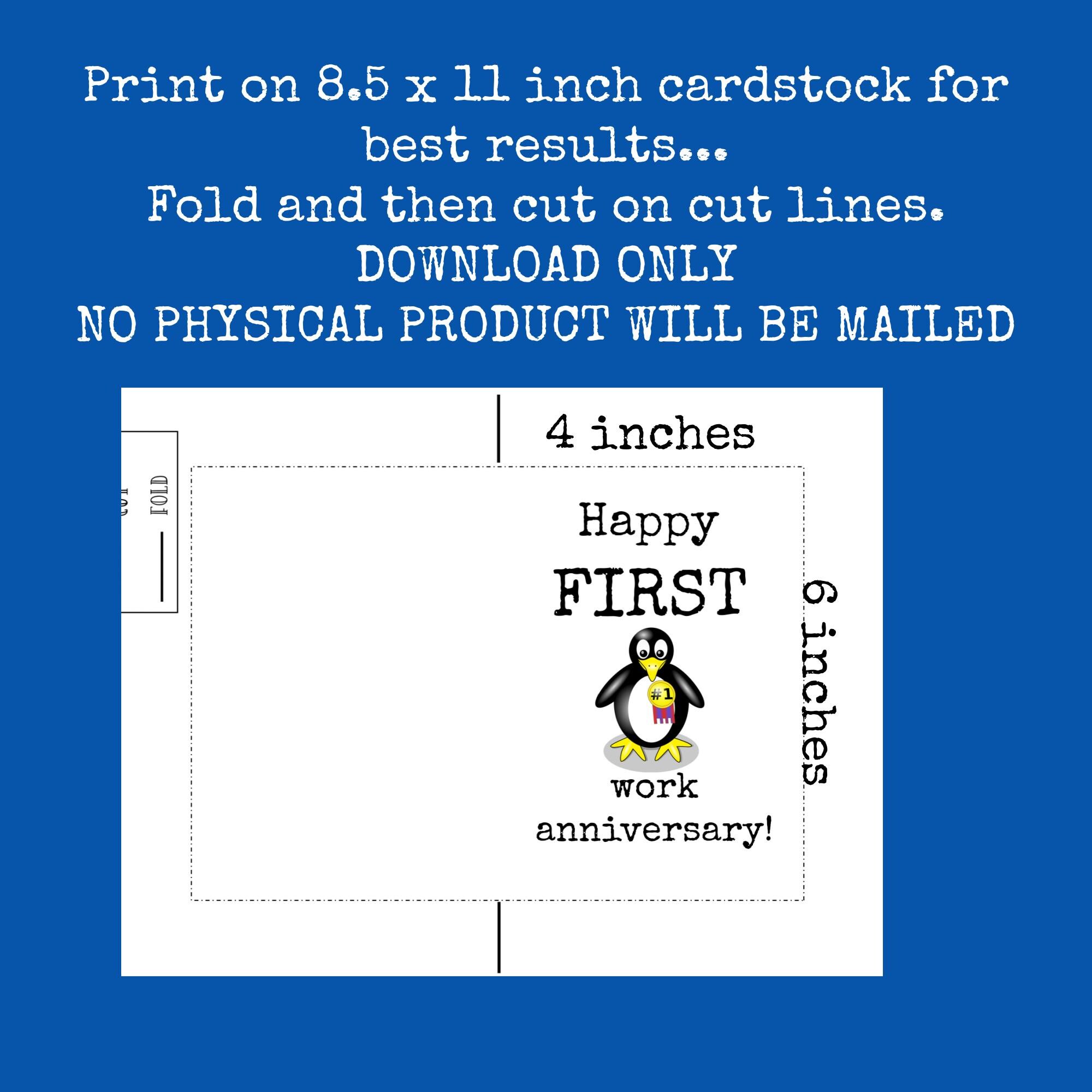 Funny 1st Work Anniversary Card: Penguin Design (printable) - Etsy