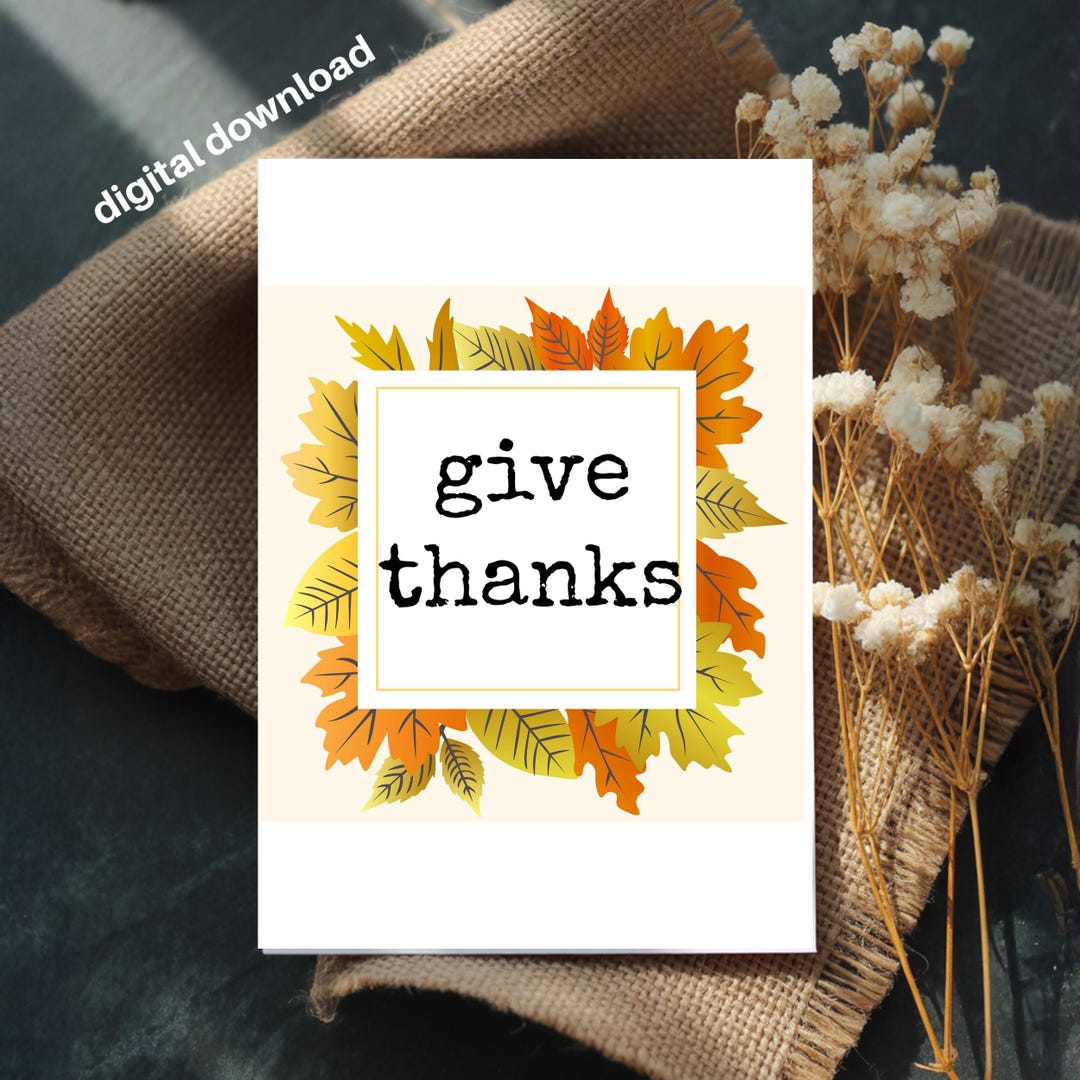Happy Thanksgiving Card: Autumn Leaves, Grateful (digital Download) - Etsy