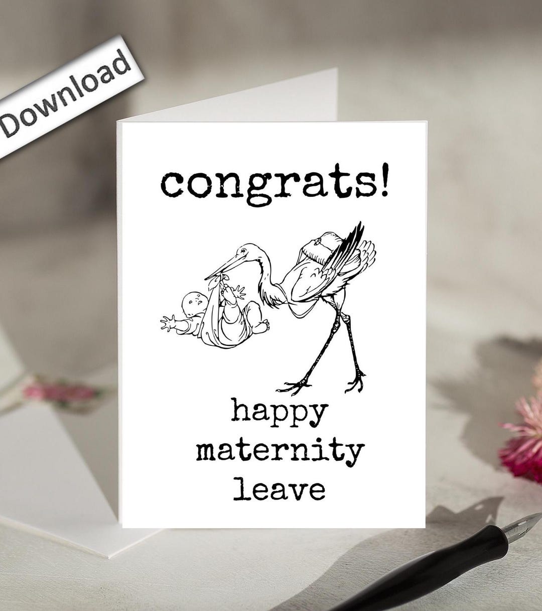 4x6, Happy MATERNITY Leave, Card, PRINTABLE, Mom to Be, Coworker, Work ...