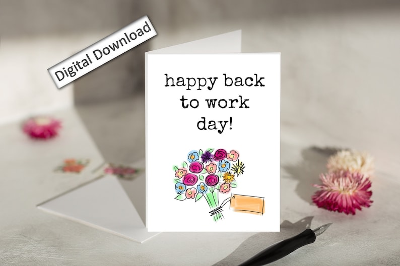 Welcome Back to Work Card: Floral Design (digital Download) - Etsy