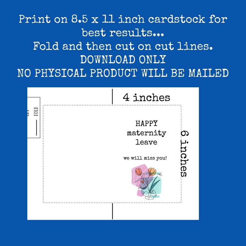 Maternity Leave Card for Coworkers: Printable 4x6 Card (instant ...