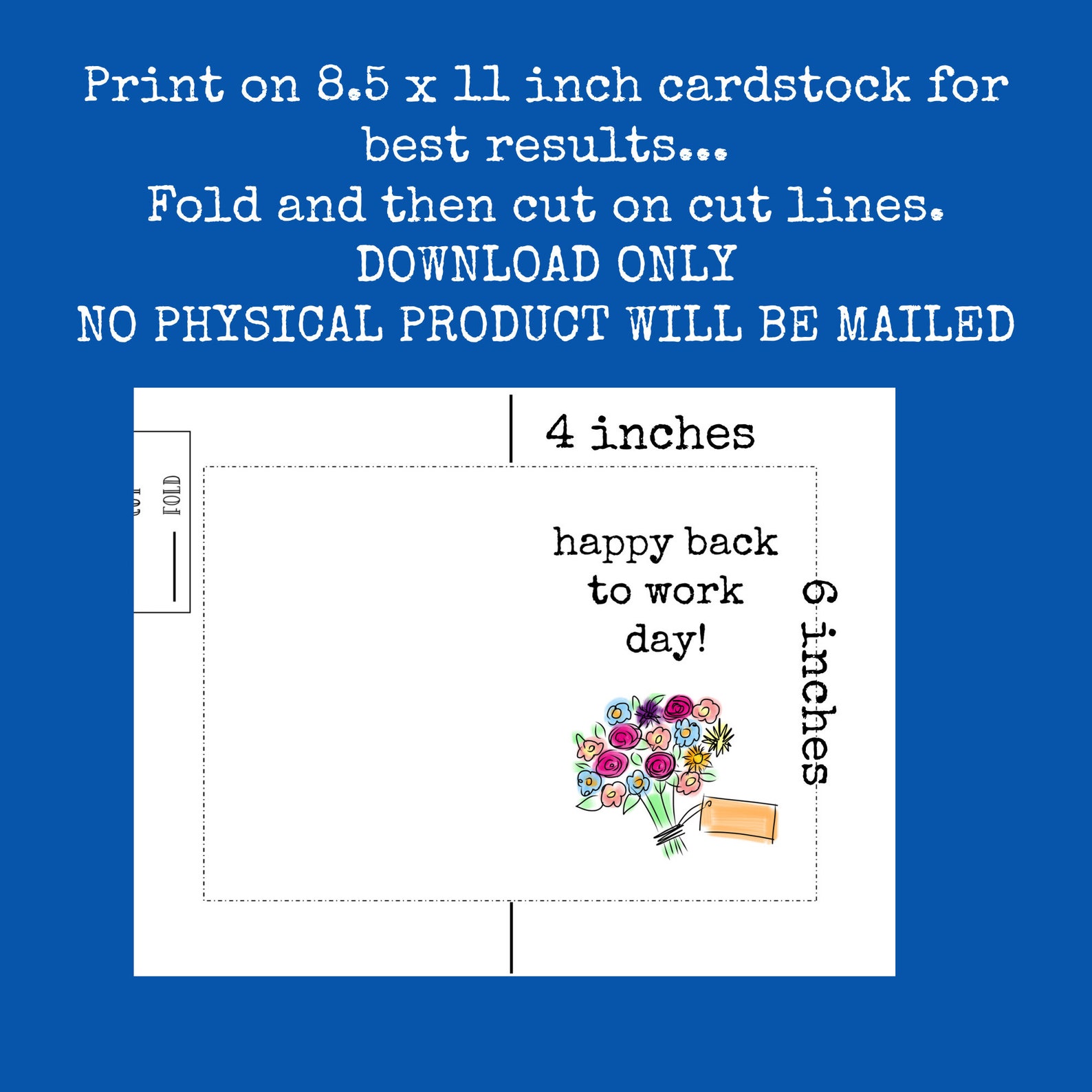 Welcome Back to Work Card: Floral Design (digital Download) - Etsy