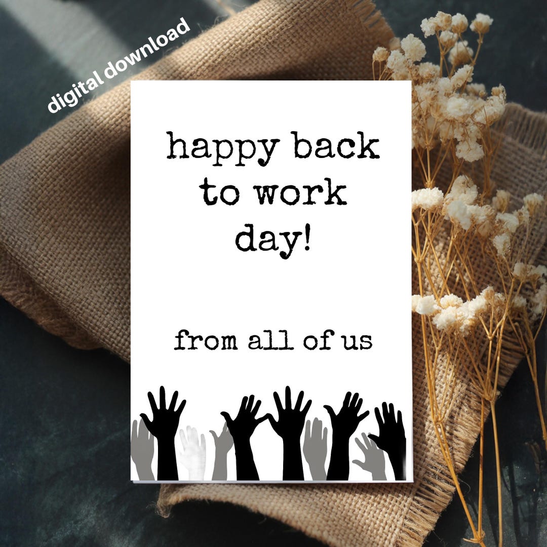 Welcome Back Card Printable: Minimalist 4x6 Coworker Card (digital ...