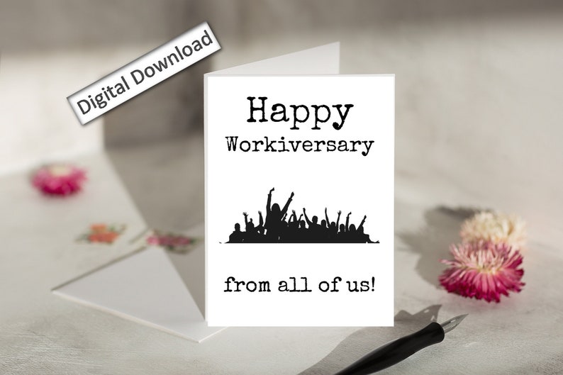 4x6, Work ANNIVERSARY Card, Printable, Happy Work Anniversary ,from All ...